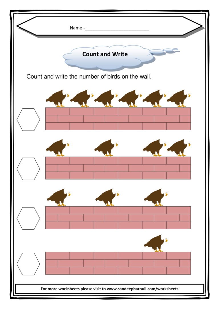 Count and Write 2 Worksheet for Class 1 – SandeepBarouli.Com