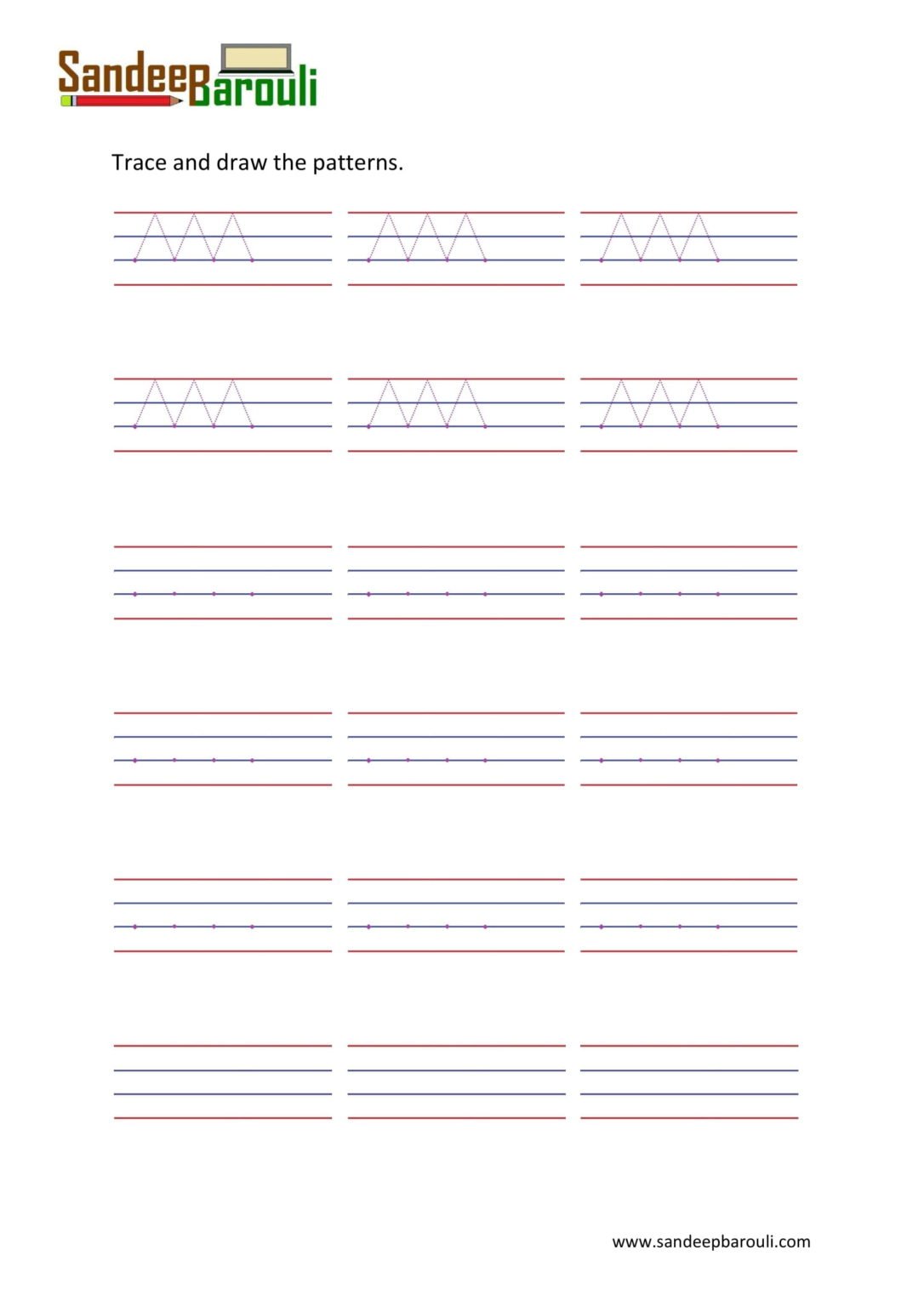 Trace and draw the patterns (9 Worksheets) – SandeepBarouli.Com